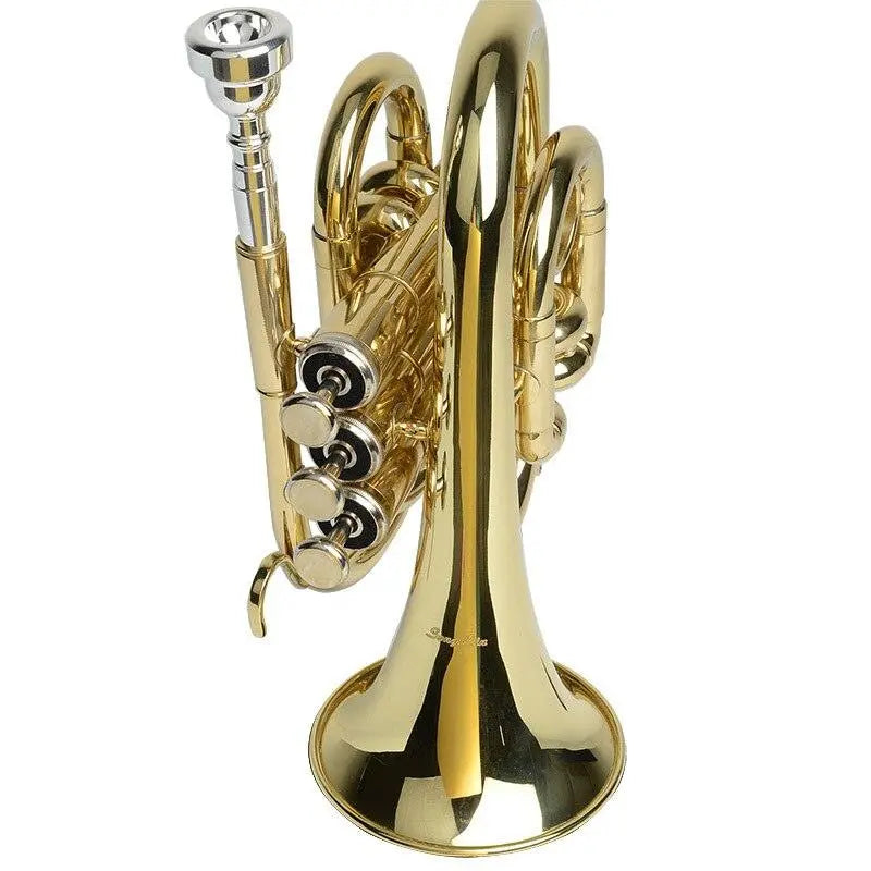 Brass Trumpet - B-flat Mini Pocket Trumpet with Three Keys for Unique ...